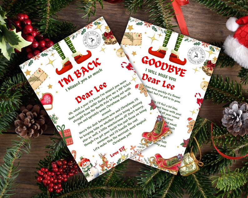 Elf Arrival and Goodbye Letter Set, Christmas Elf Letter Combo, Elf ...