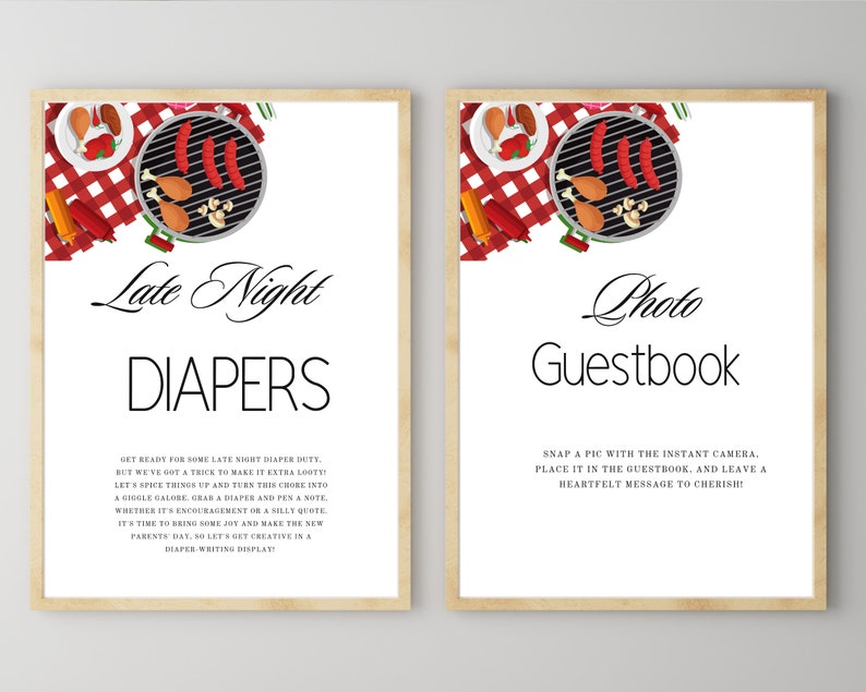 10 BBQ Baby Shower Game Sign Bundle Backyard Fun for Diaper Raffle ...