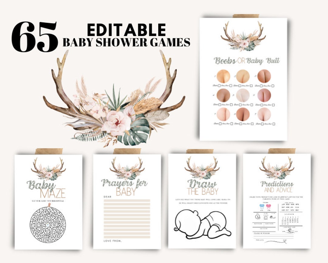 Woodland Baby Shower Game Bundle, Deer Baby Shower Games, Neutral Baby ...