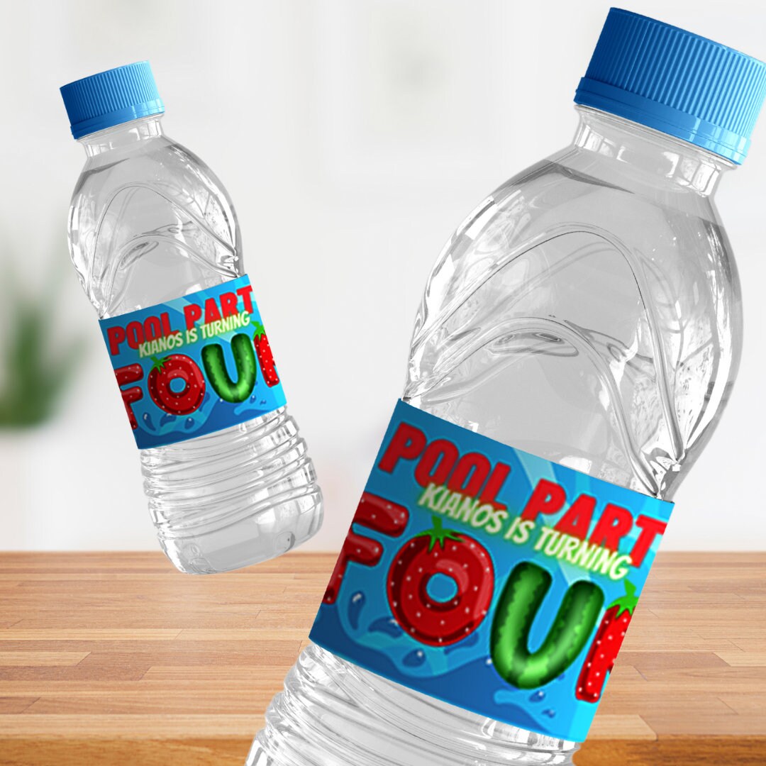 Pool Party Water Bottle Template Pool Theme Birthday Water Bottle ...
