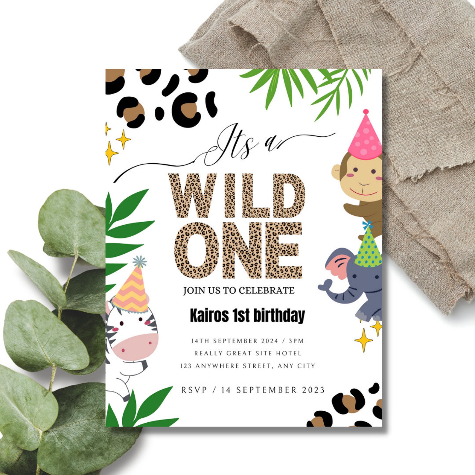 Editable Animals Party Birthday Invitation Leopard Print - Etsy