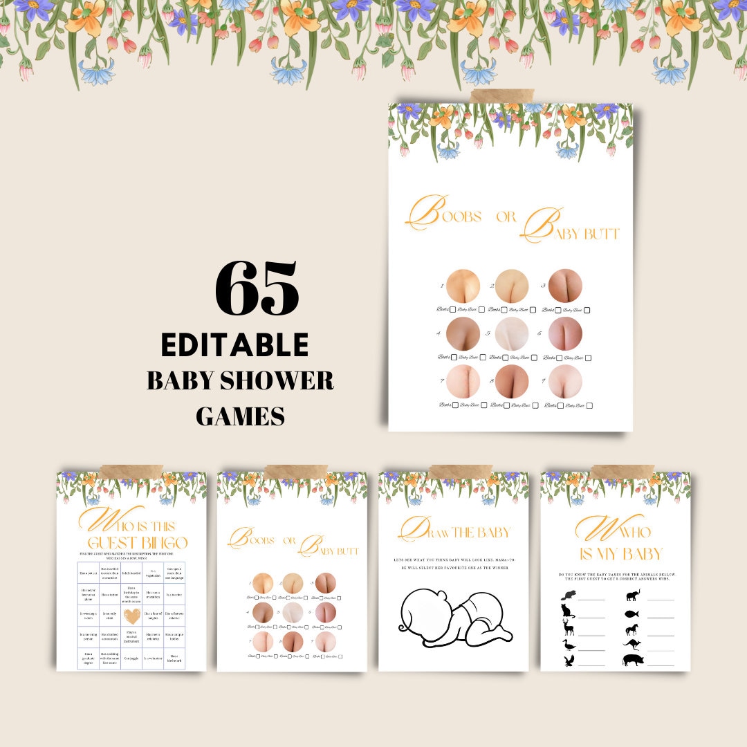 Baby in Bloom Baby Shower Game Template, Bloom Floral Wild Flower Baby ...