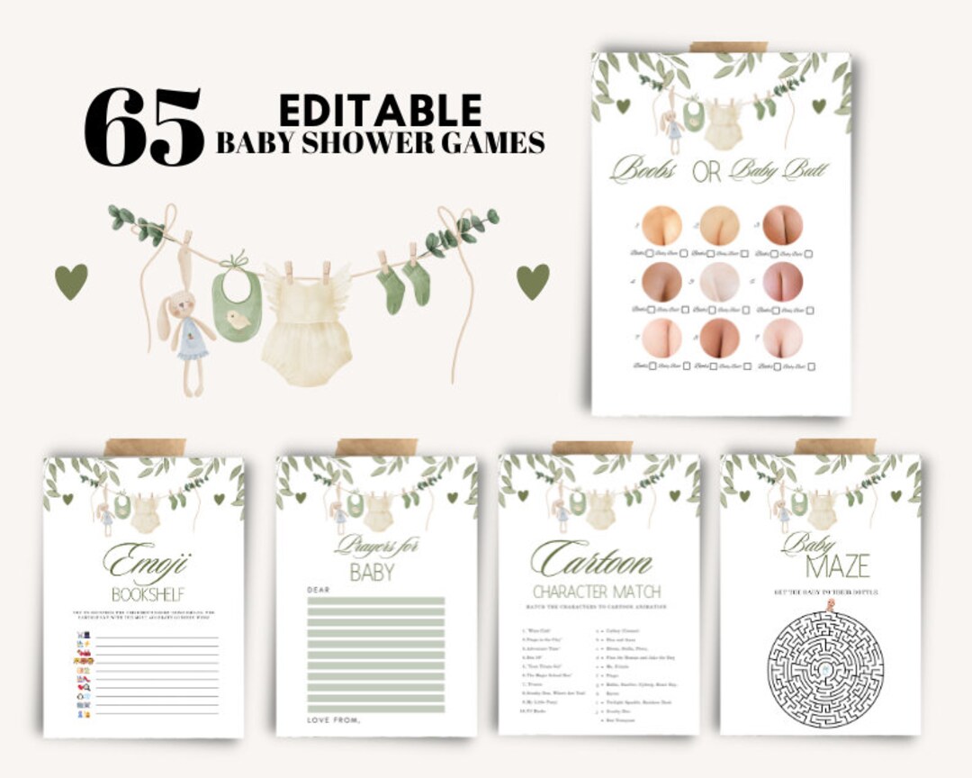 Boy Baby Clothes Baby Shower Game Pack Clothesline Baby Shower Game Set ...