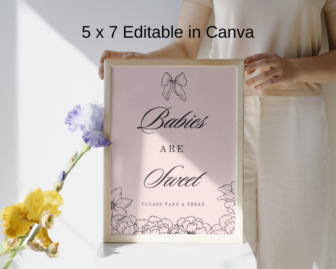 10 Pink Bow Baby Shower Game Sign Bundle, Pink Minimalistic Baby Shower ...