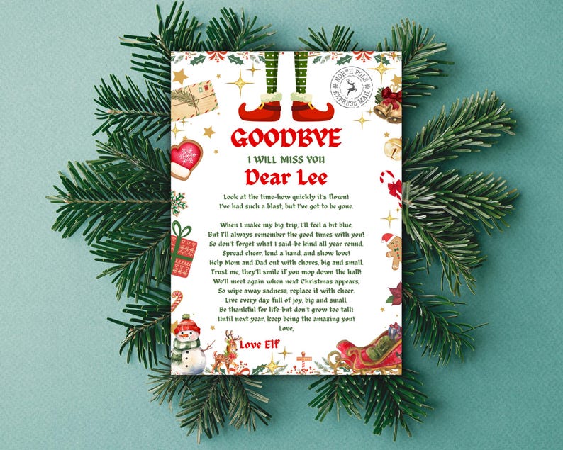 Elf Goodbye Letter Editable Template, Christmas Editable Elf Letter ...