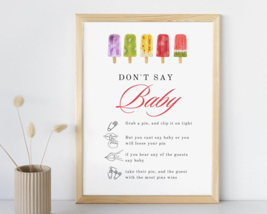 Don't Say Baby Game Sign, She's Ready to Pop Baby Shower Game, Pink ...