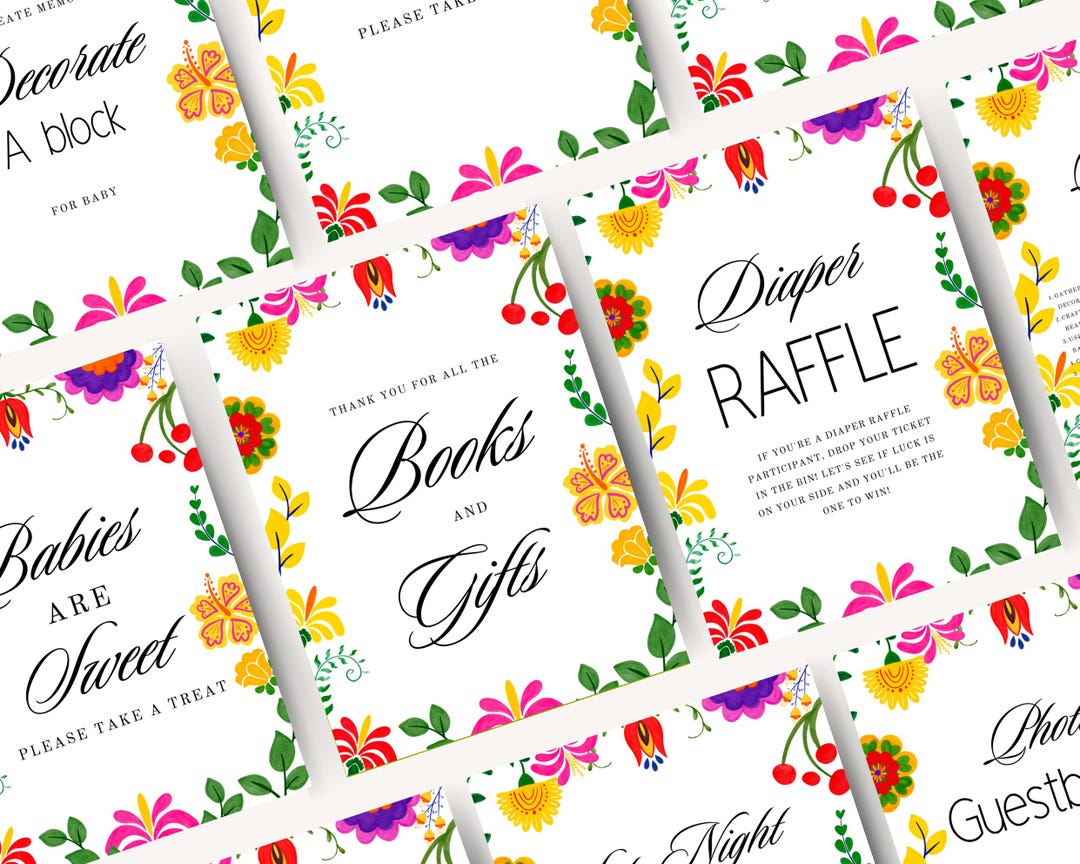 10 Fiesta Baby Shower Game Sign Bundle, Baby Fiesta Games, Baby Shower ...