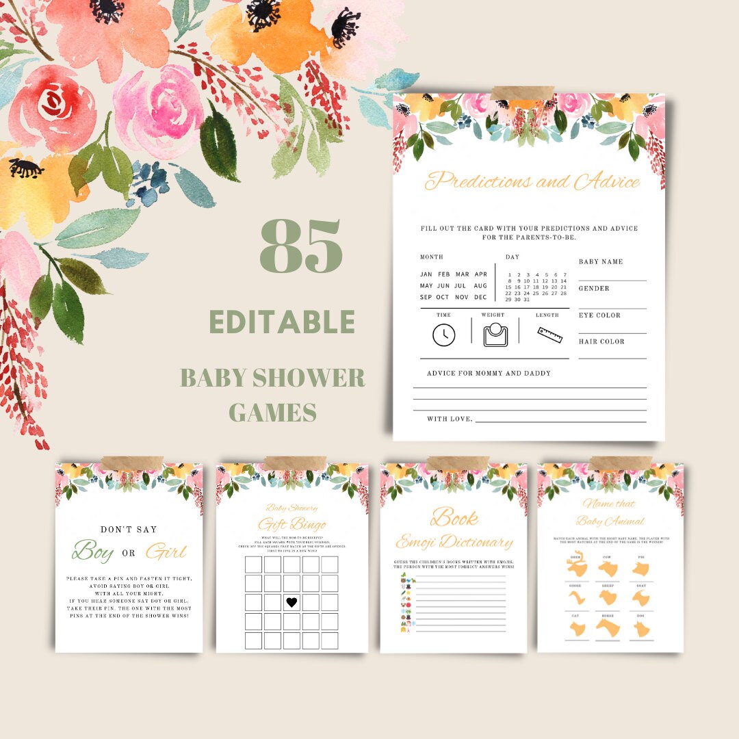 Baby in Bloom Printable Baby Shower Game Template, Bloom Floral Wild ...
