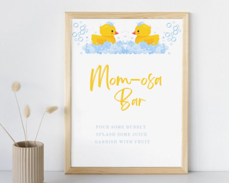 Mimosa Bar Duck Baby Shower Sign, Bubbles Baby Shower Games, Rubber ...