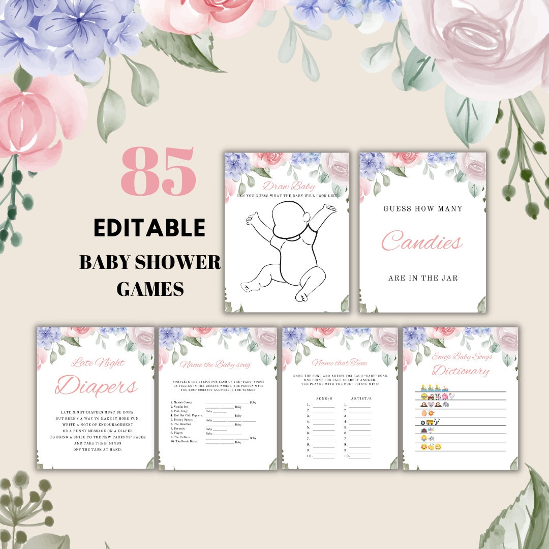Baby in Bloom Printable Baby Shower Game Template, Floral Wild Flower ...