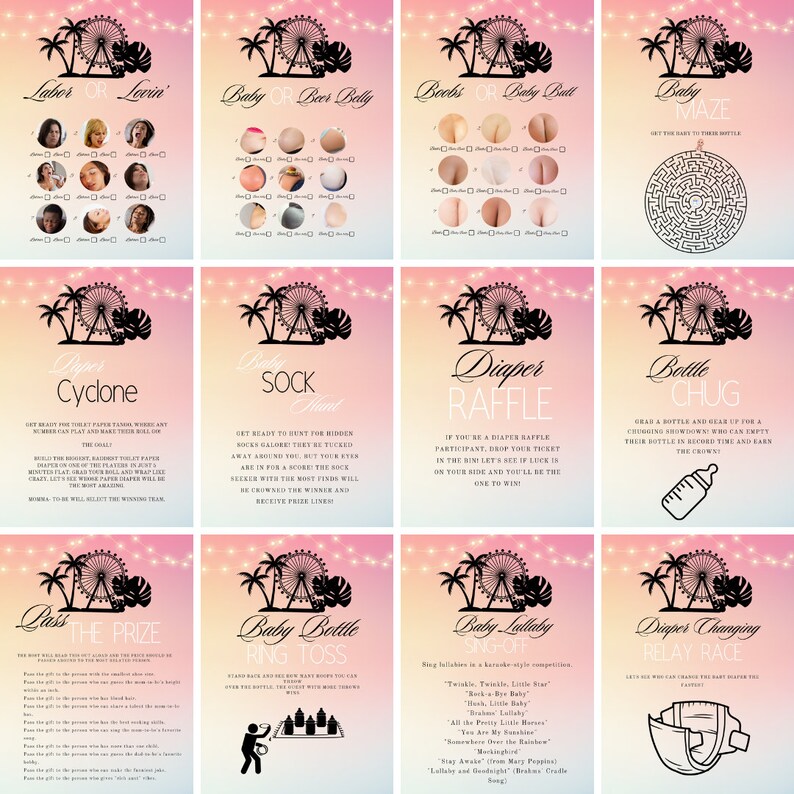 Carnival Baby Shower Games, Baby Chella Baby Shower Activities ...