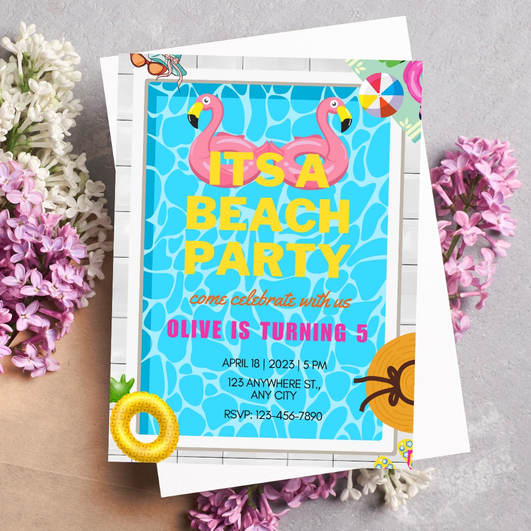 Pool Party Invitation Boy, Pool Party Birthday Invitation, Pool ...