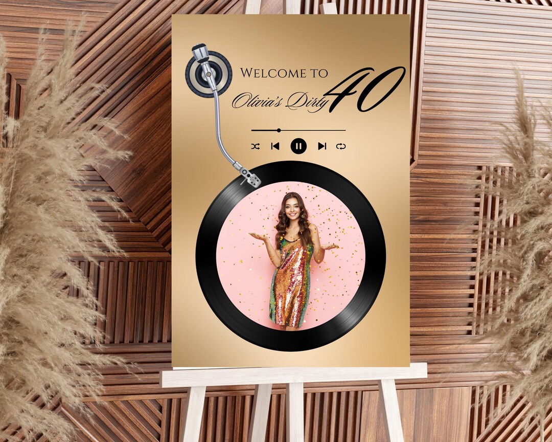 40th Birthday Welcome Sign, Vinyl Birthday Party Sign With Photo, Photo ...