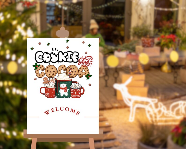Christmas Cookies and Cocoa Party Welcome Sign, Cookies and Cocoa Party ...