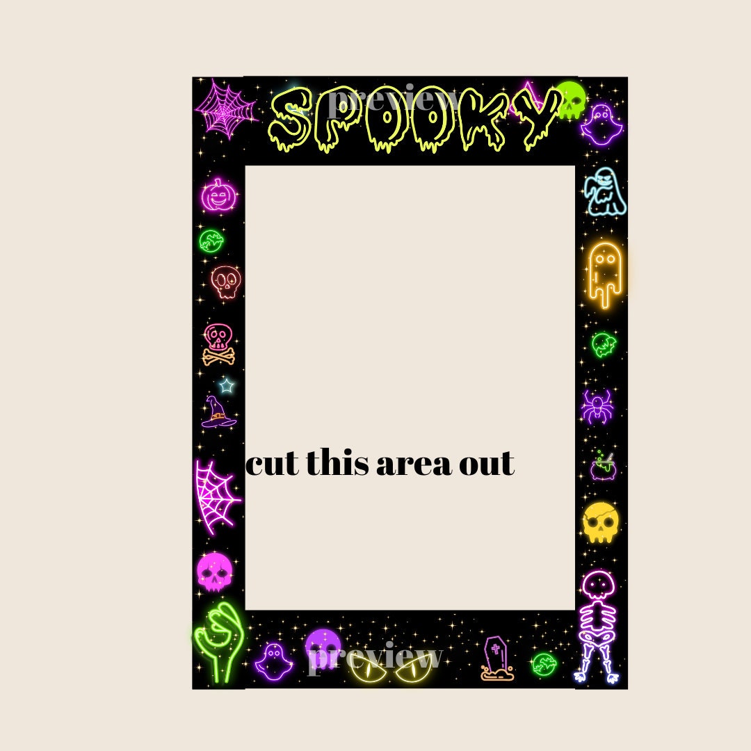Halloween Photo Booth Prop, Neon Spooky Halloween Selfie Frame ...