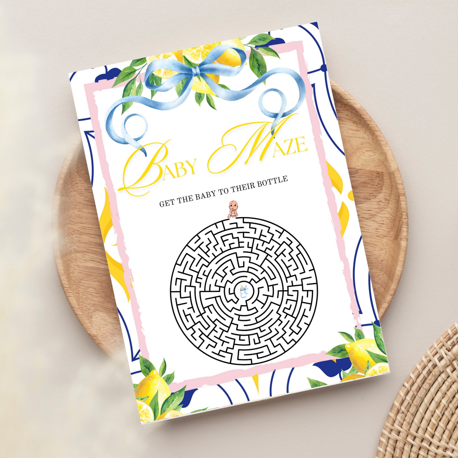 Editable Lemon Baby Shower Game Bundle, Azulejo Lemon Shower Printable ...