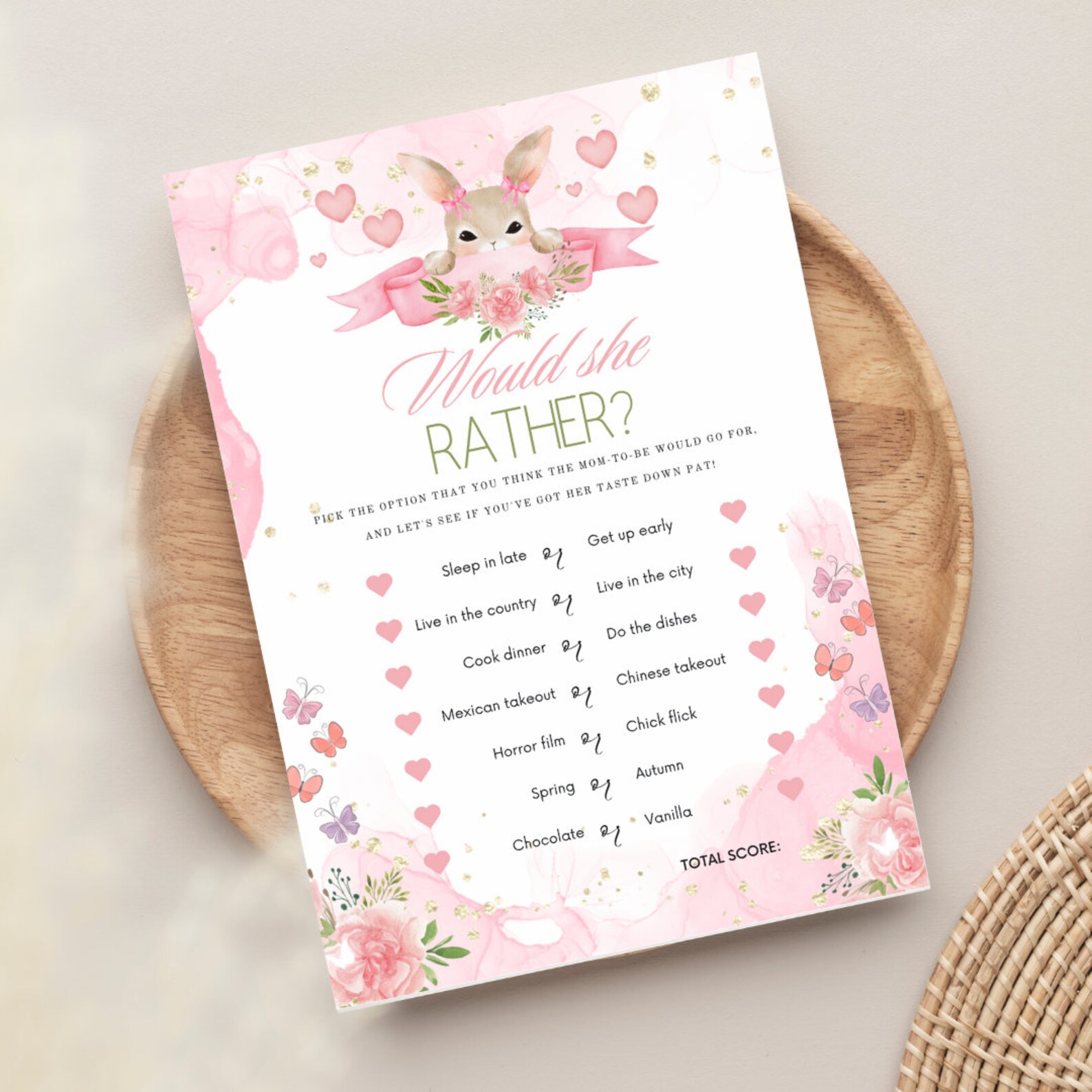 Editable A Little Bunny is on the Way Baby Shower Game Bundle, Floral ...