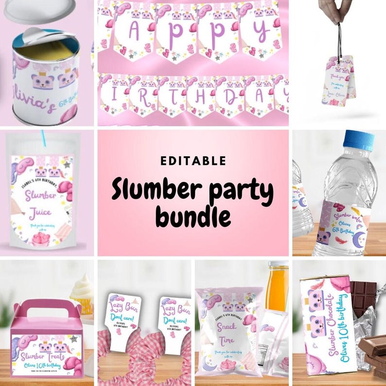 Printable Slumber Party Birthday Party Bundle, Sleepover Movie Night ...