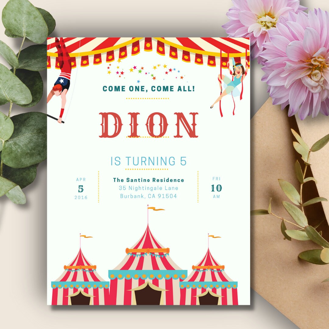 CARNIVAL FUN FAIR Birthday Invitation Template Printable, Carnival ...
