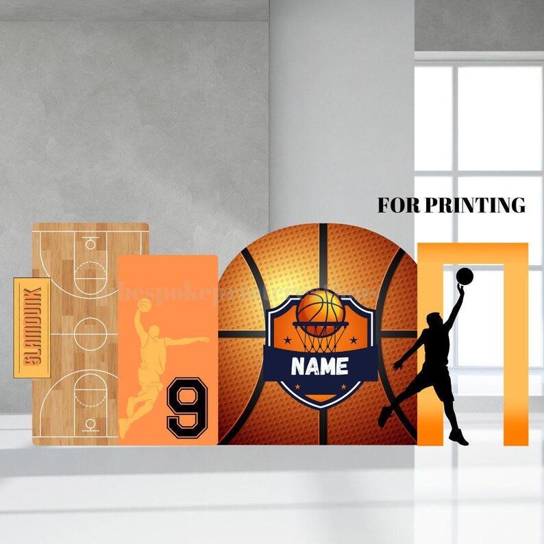 Basketball Birthday Backdrop, Event Planner Mock-up, DIY Printable ...
