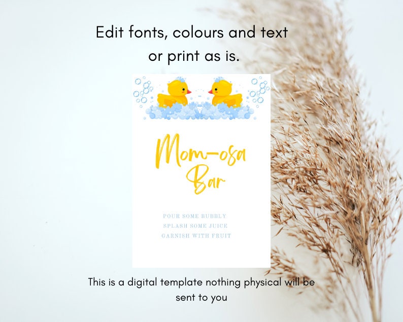 Mimosa Bar Duck Baby Shower Sign, Bubbles Baby Shower Games, Rubber ...