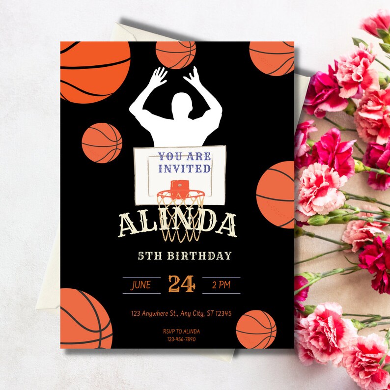 Basketball Birthday Party Invitation, Basketball Birthday Invitation ...