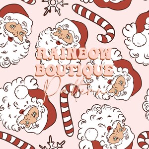 Boho Santa Seamless Pattern, Retro Santa Repeating File, Vintage Santa ...