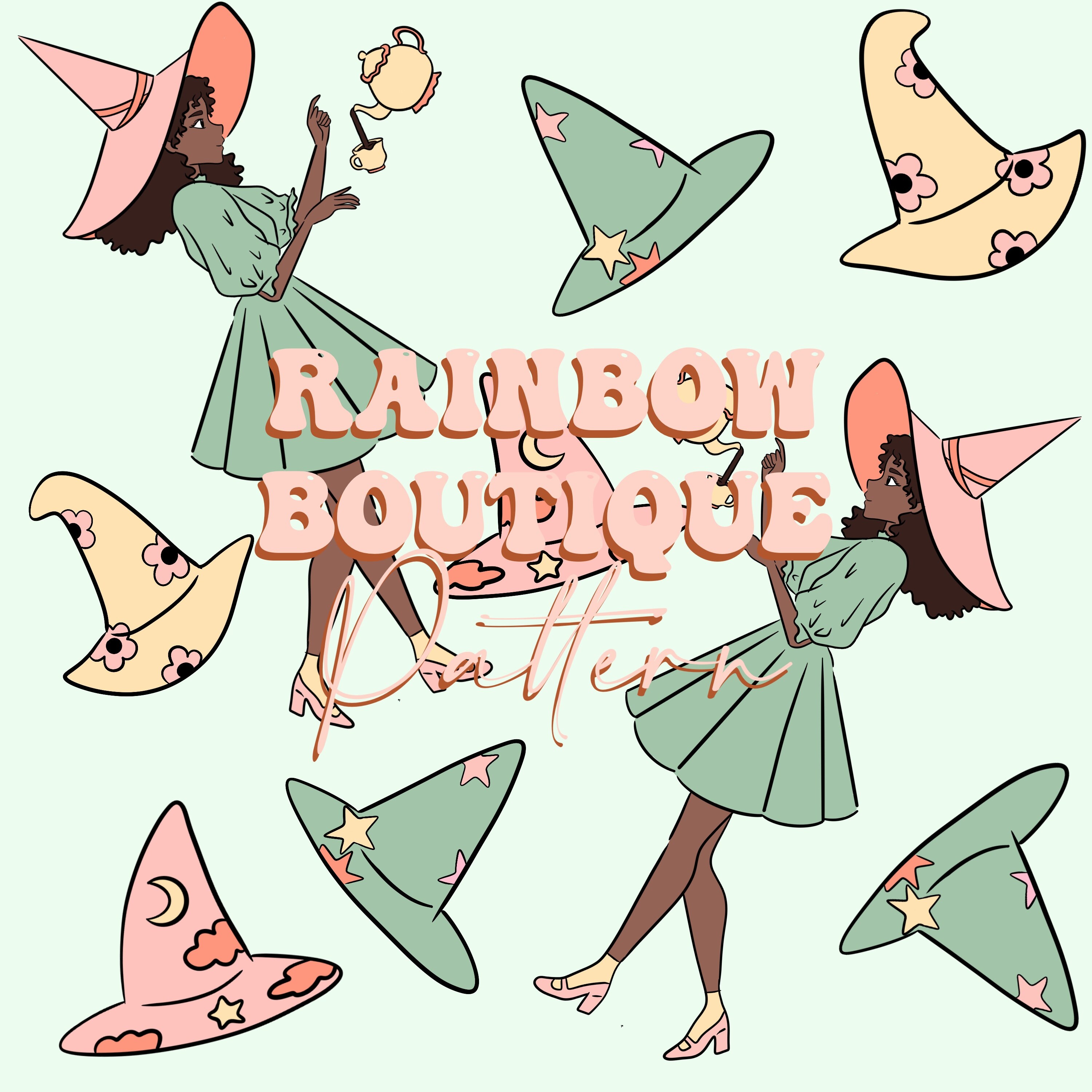 Witch Afro Seamless Pattern Witch Dark Skin Pattern Black - Etsy