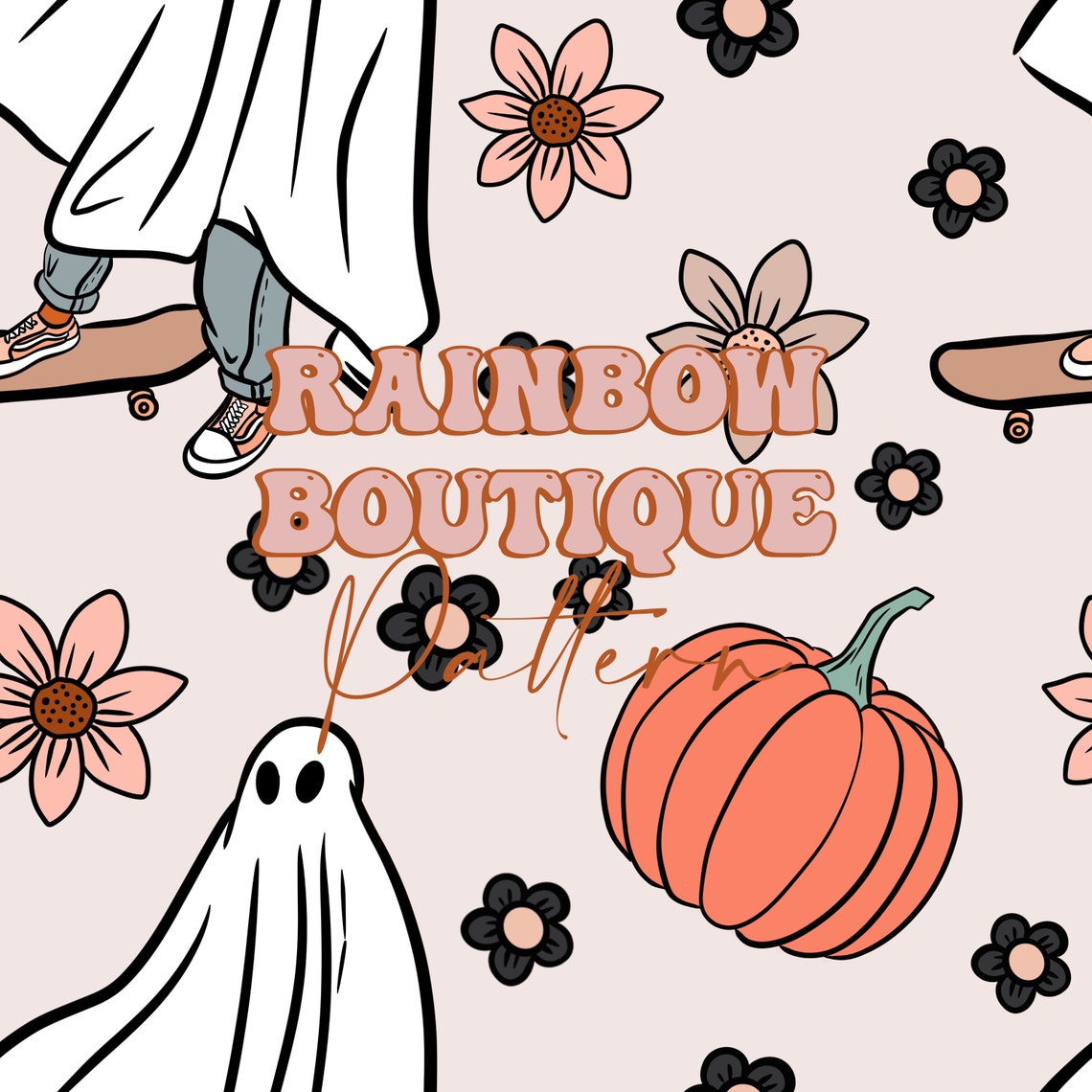 Halloween Seamless Pattern, Ghost Seamless File, Black Cat Seamless ...