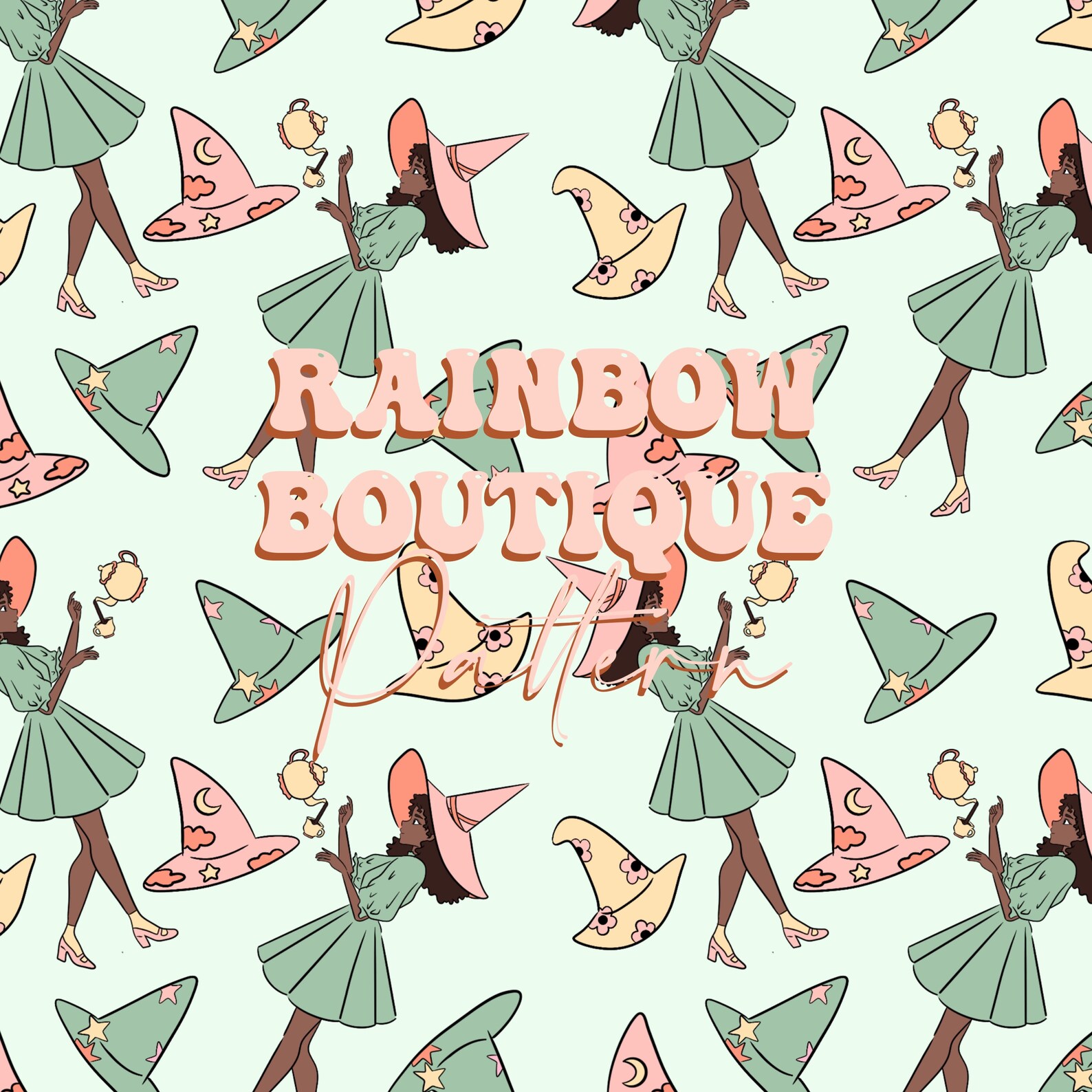 Witch Afro Seamless Pattern Witch Dark Skin Pattern Black - Etsy