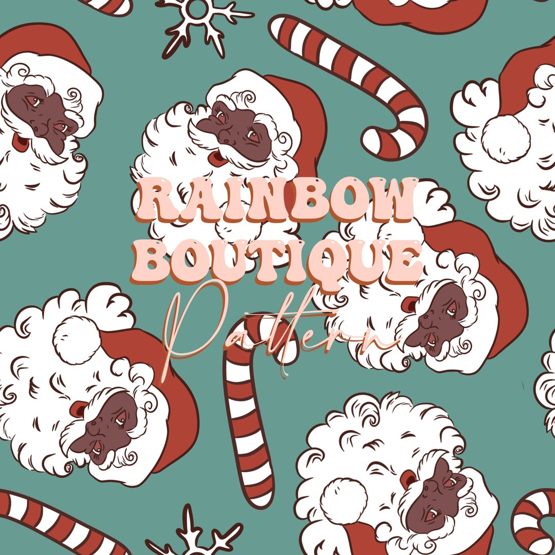 Boho Santa Seamless Pattern, Seamless File Black Santa, Hippie ...