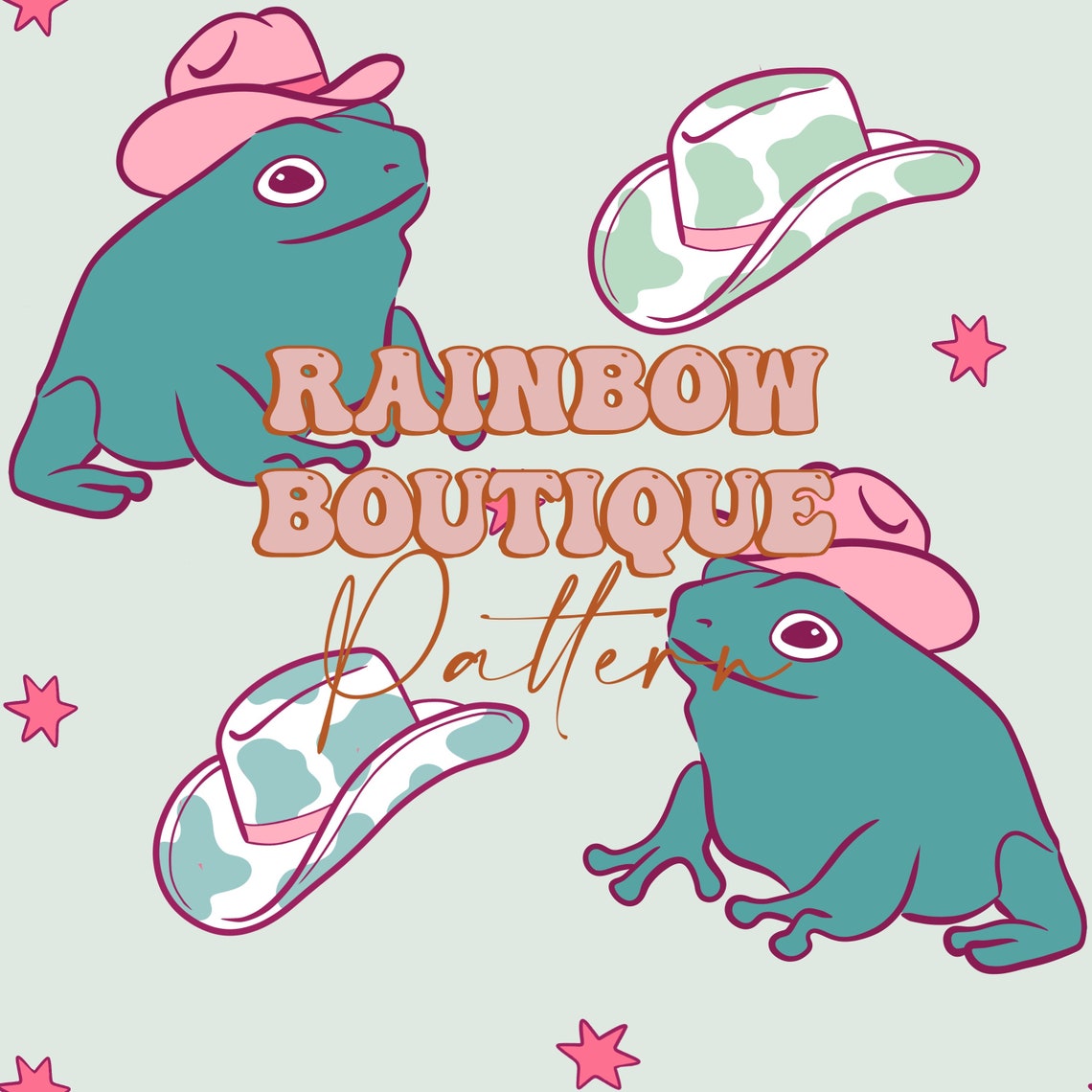 Seamless Pattern Cowgirl Frog Repeating Pattern Surface - Etsy