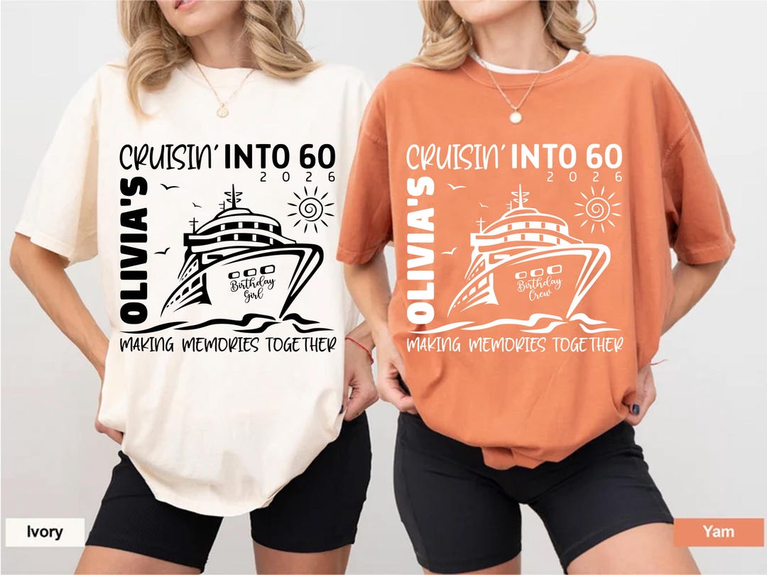 Custom Cruisin Into 60 Comfort Colors Shirt, 60th Birthday Crew Tee ...