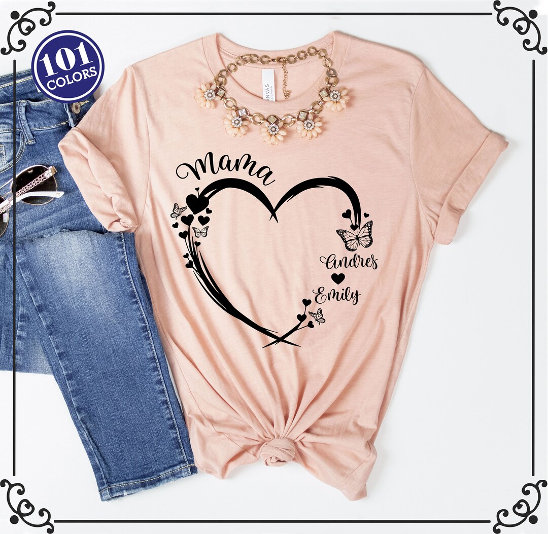 Personalized Mama Shirt, Custom Mom Life Outfit, Personalized Mom Shirt ...