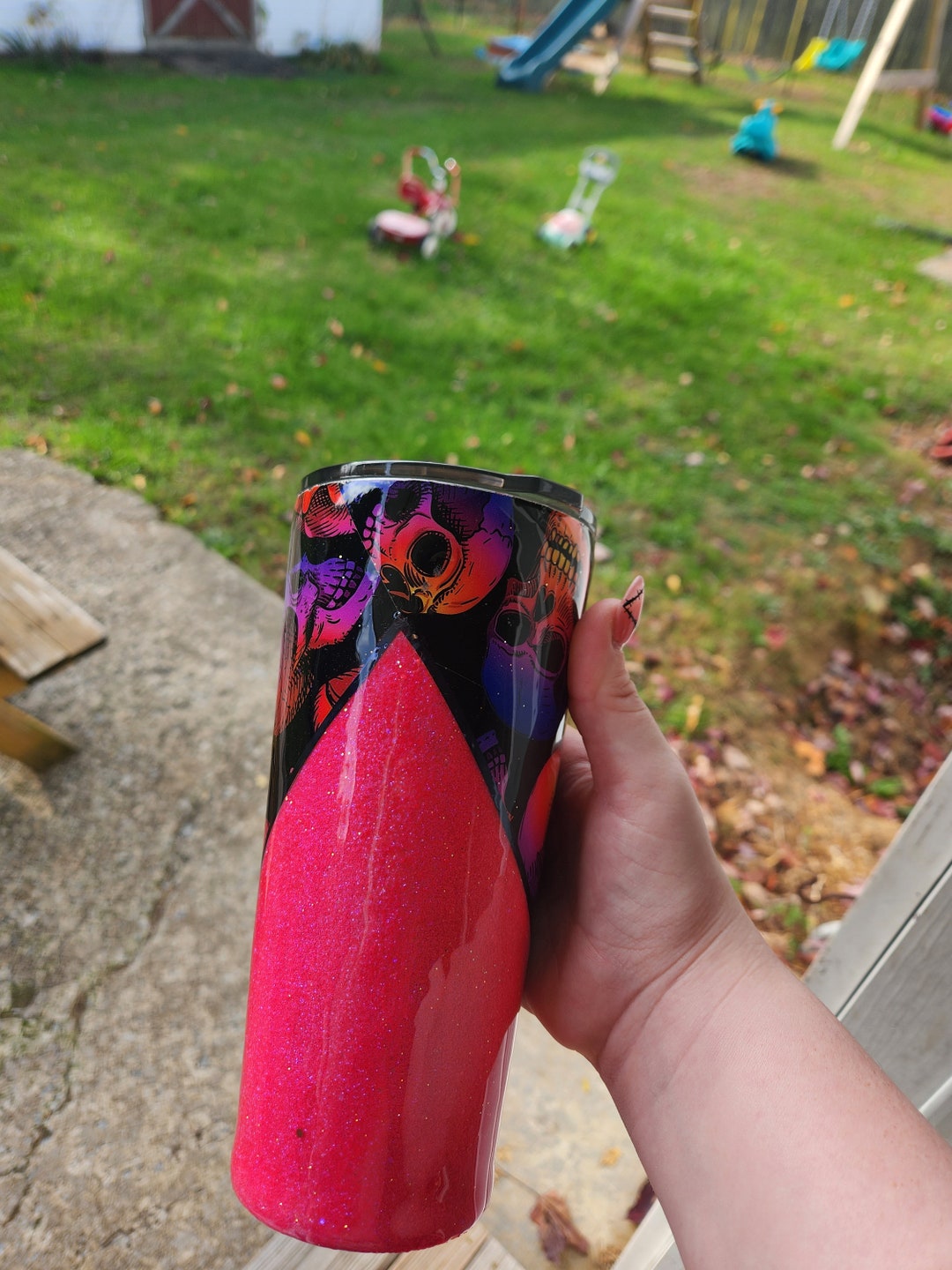 24 Oz Skull Tumbler/skull Patterns Tumbler/ V Split Tumbler - Etsy
