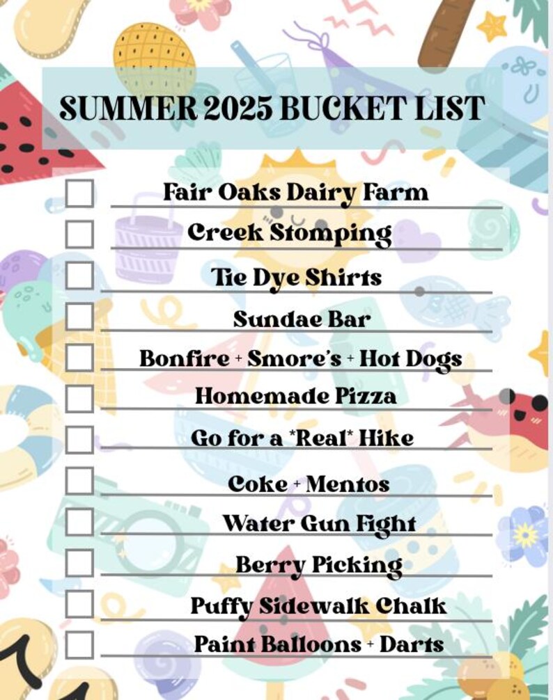 SUMMER 2025 BUCKET LIST - Etsy