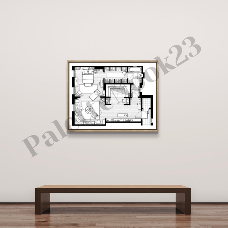 Carrie Bradshaw Apartment Floor Plan Hand Drawn Sex And The City Layout Printable Png For
