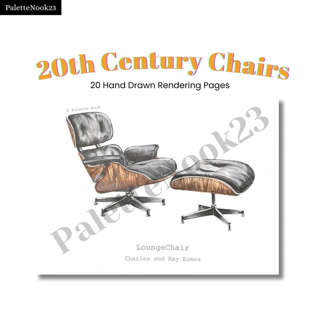 Iconic Chair Rendering Templates | 20 Hand Drawn Mid-century Designs ...