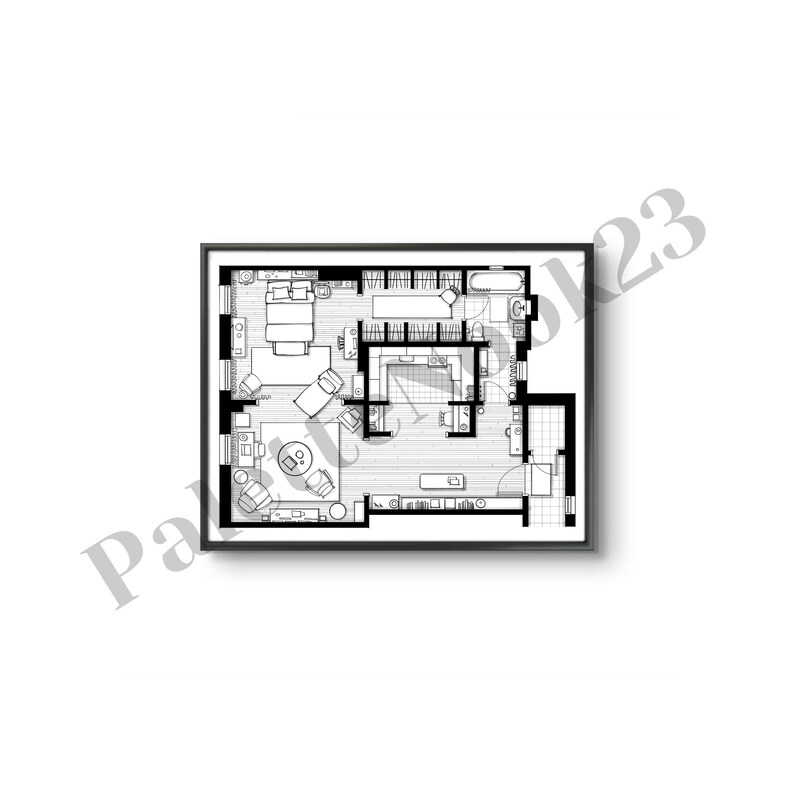 Carrie Bradshaw Apartment Floor Plan Hand Drawn Sex And The City Layout Printable Png For