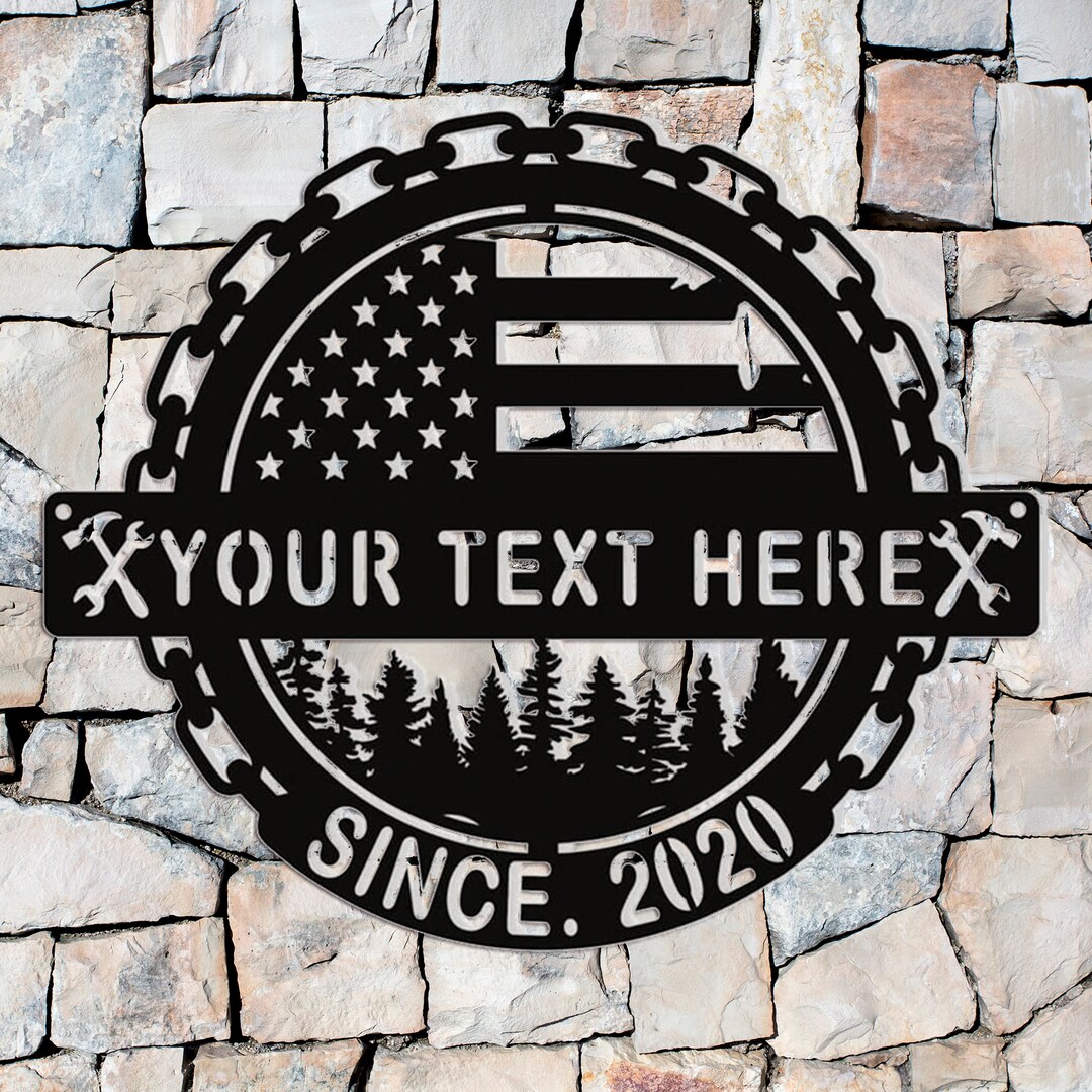 Handmade Custom US Flag Workshop Metal Sign,personalized Entrance Name ...