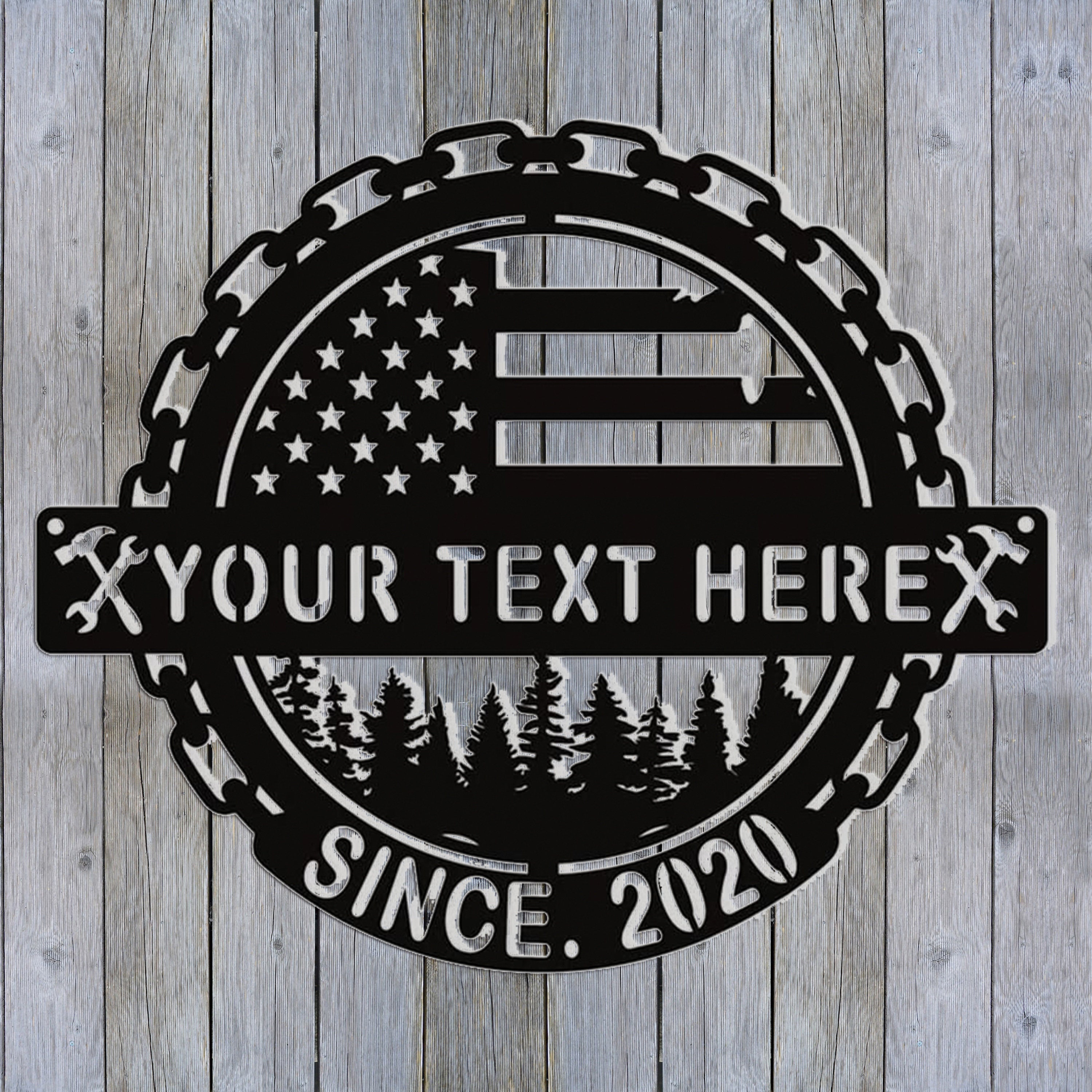 Handmade Custom US Flag Workshop Metal Sign,personalized Entrance Name ...