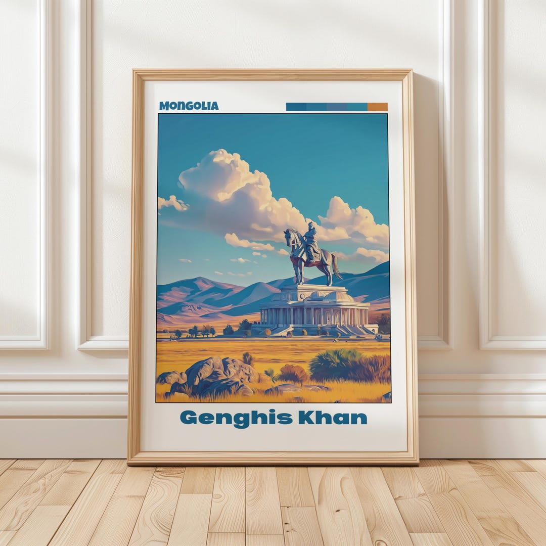 Genghis Khan Poster - Mongolia Wall Art - Gift for Travel Lover - Asia ...