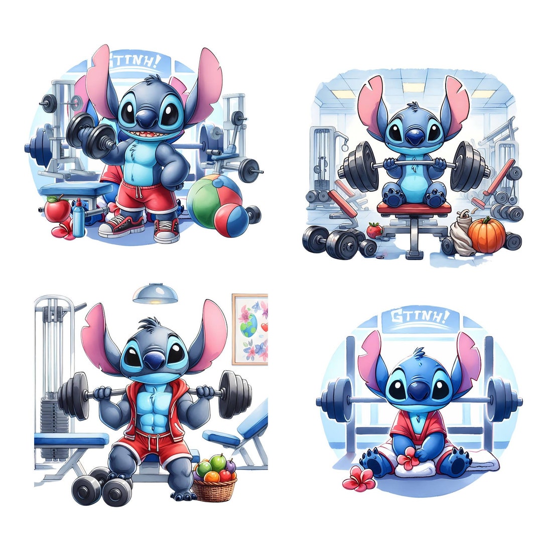 4 PNG Stitch in Gym Clipart Digital Design PNG File for Sublimination ...