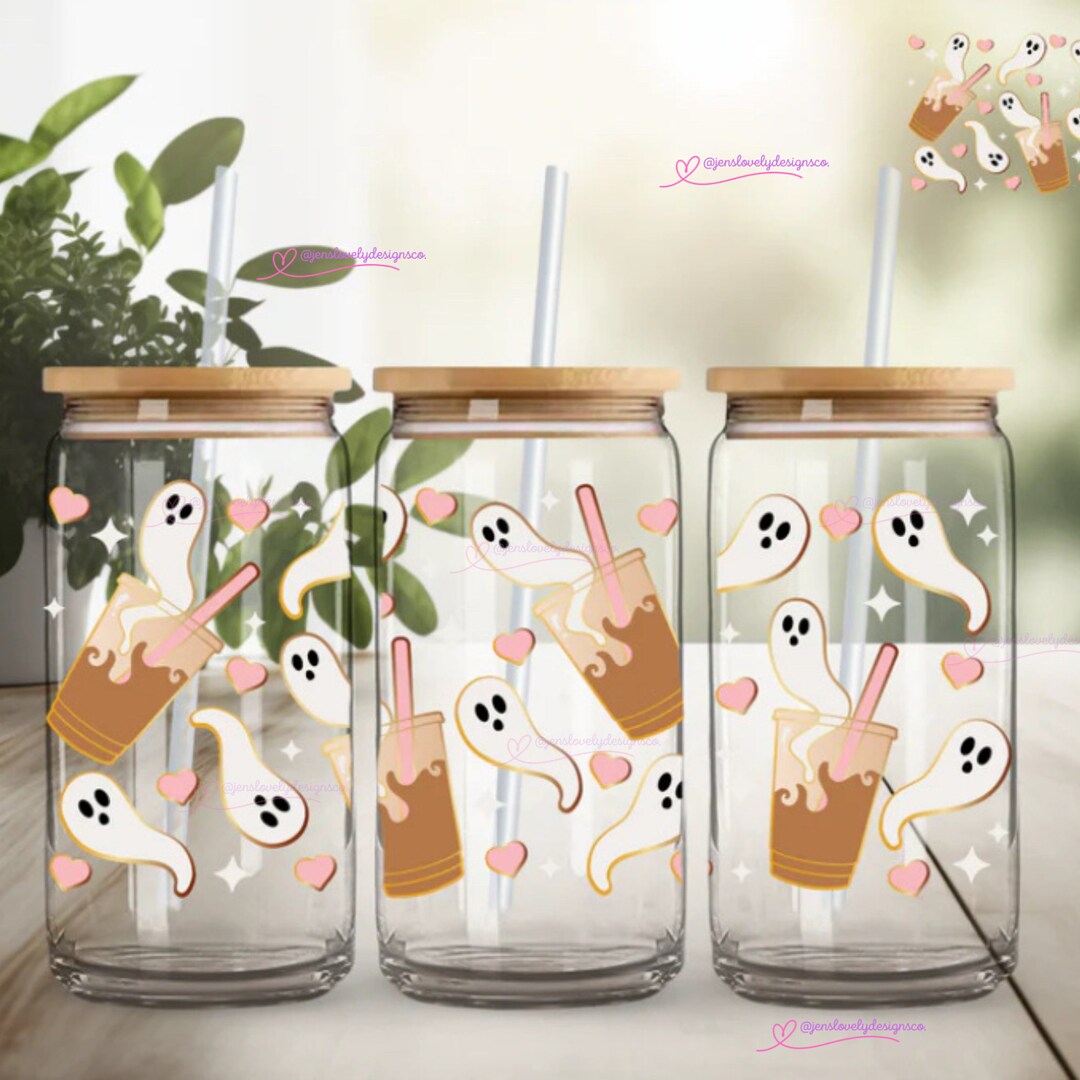 Ghost Season Glass Cup, Halloween Gift!ghost Pink Glass Cup! Ghost ...