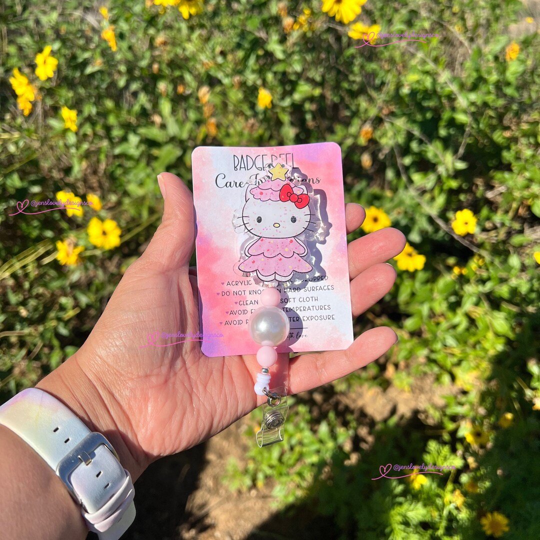 Pink Kitty Nurse Badge Reels for Any Professional! Badge Reels for ...