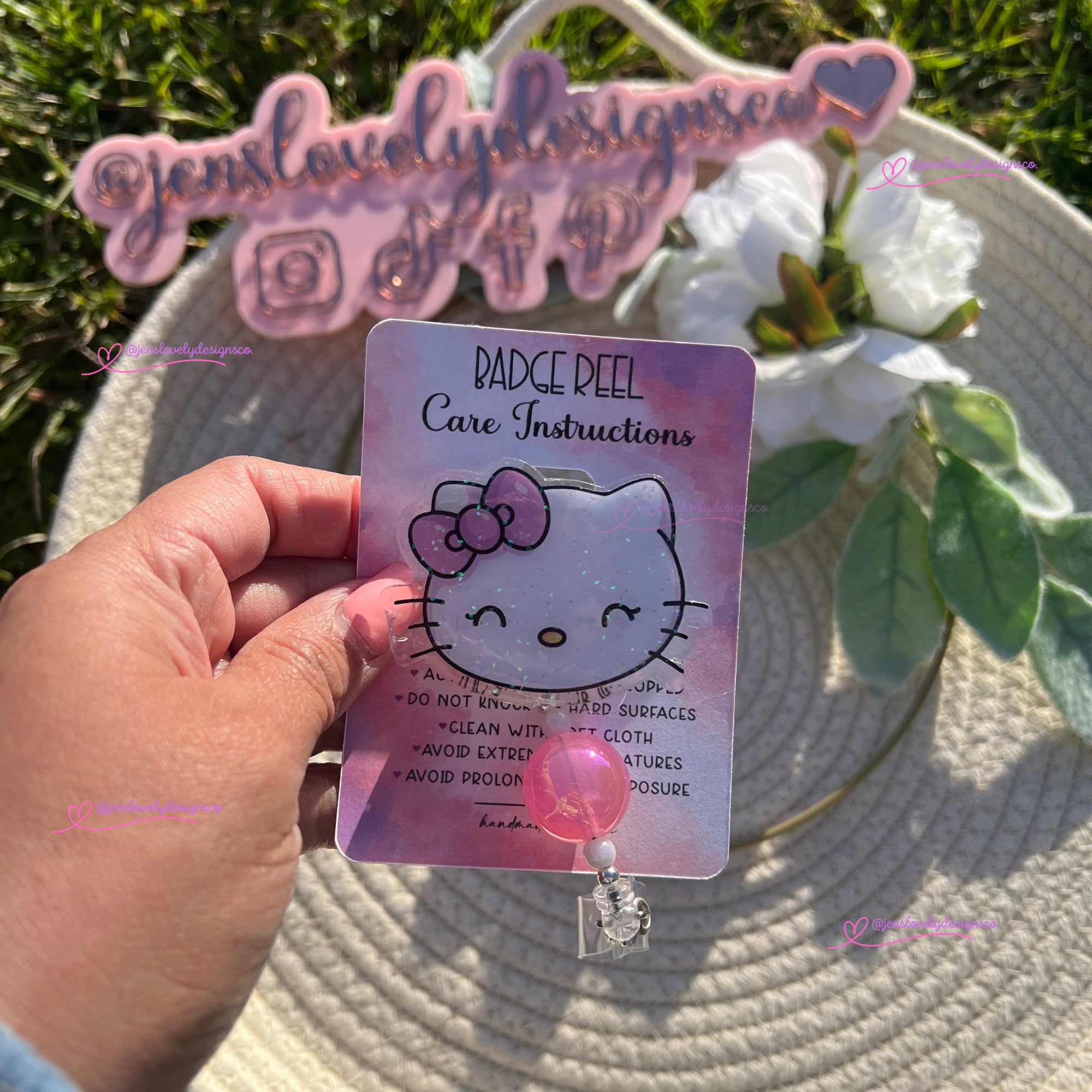 Cute Pink Kitty Badge Reel, Nurse Badge Reel, Dental Assistant Badge ...