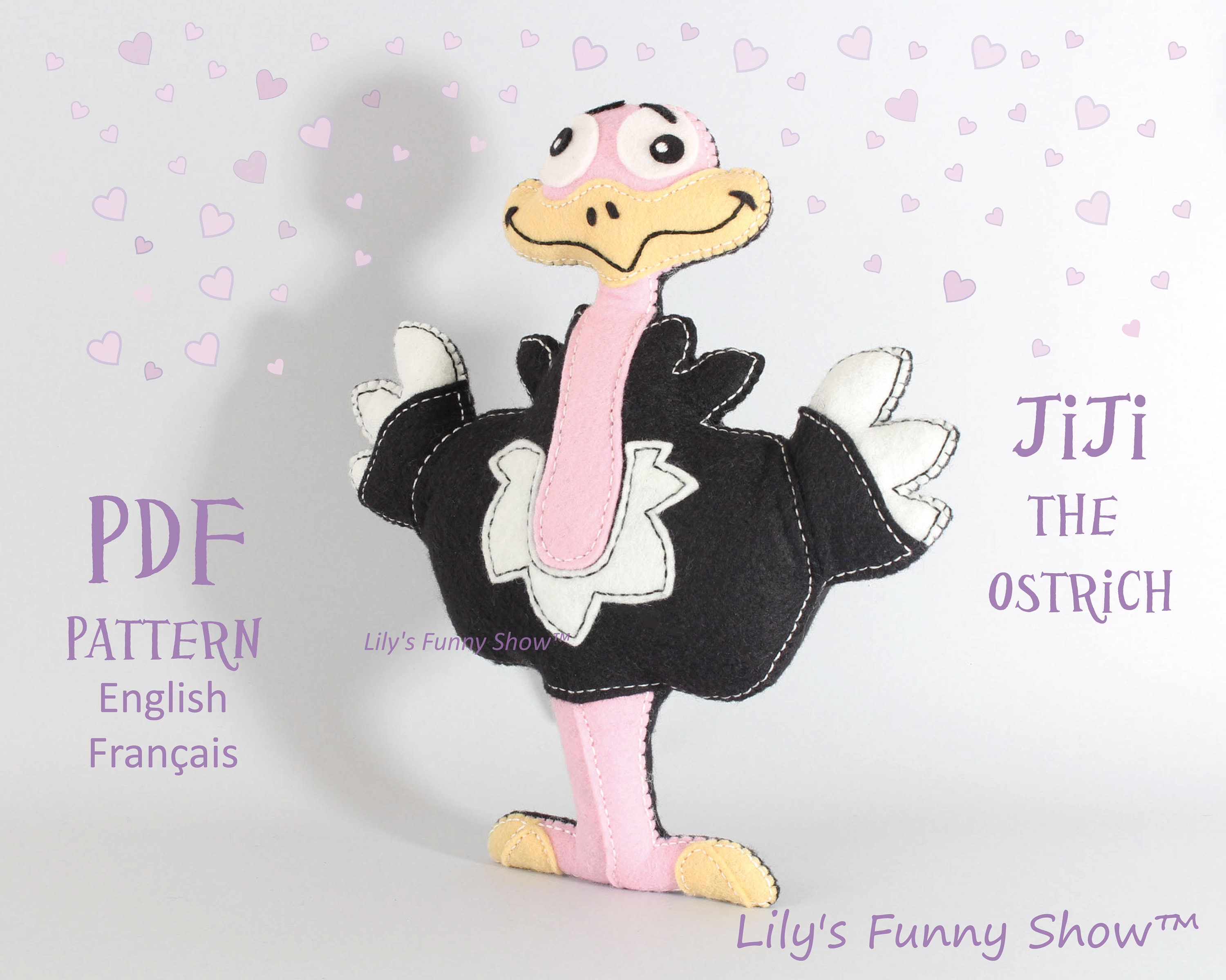 Felt Ostrich-pdf Pattern-plush Sewing Pattern - Etsy