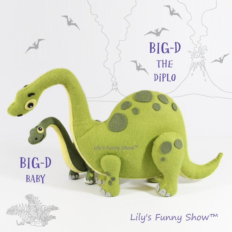 Felt Diplodocus-pdf Pattern &svg-plush Sewing Pattern-dinosaurs - Etsy