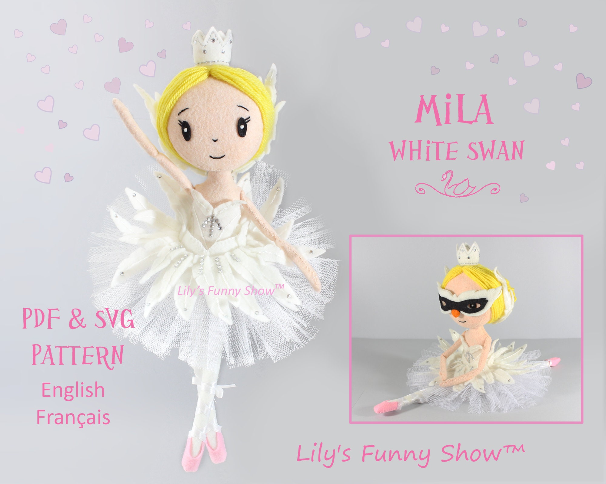 Felt Ballerina-pdf Pattern &svg-plush Sewing Pattern-white Swan Dancer ...