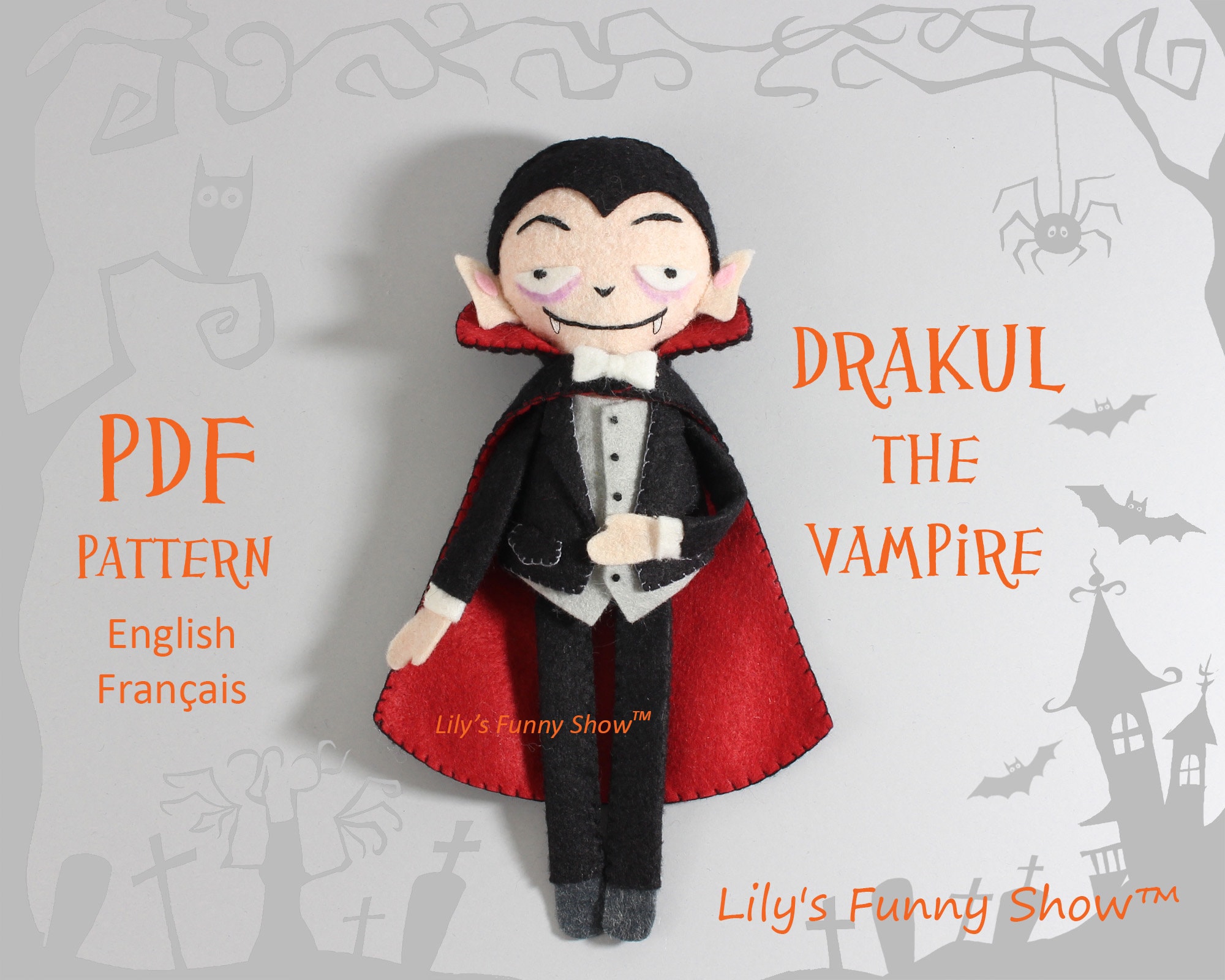 Felt Dracula-pdf Pattern &svg-plush Sewing Pattern-halloween Pattern - Etsy